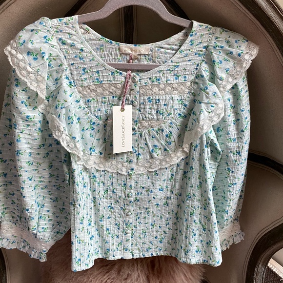 LoveShackFancy | Tops | Nwt Loveshackfancy Canna Lace Embroidered Top ...